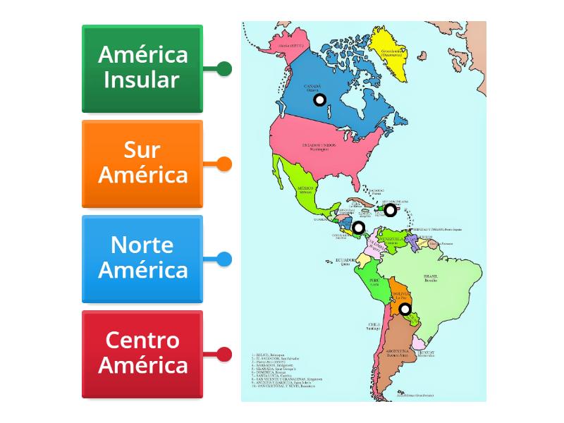 Identificar las regiones en que se divide el mapa de América - Diagrama ...