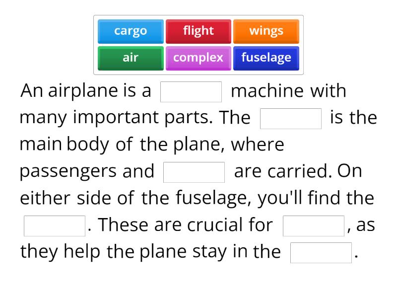 Olena.Text.Aircraft structure - Complete the sentence
