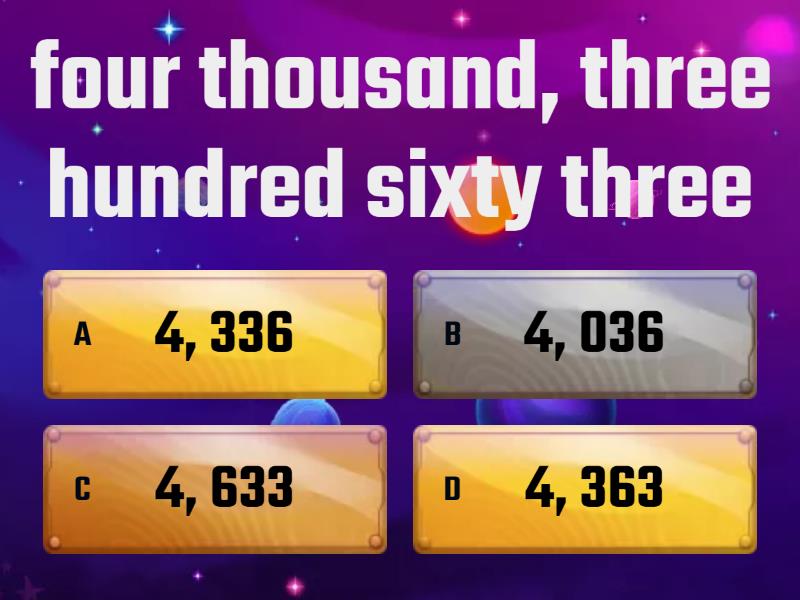 Reading and Writing Numbers - Quiz