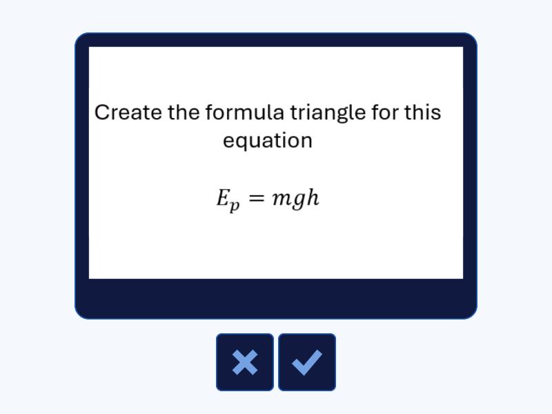 N5 Physics - Dynamics Equations (formula triangles) - Flash cards