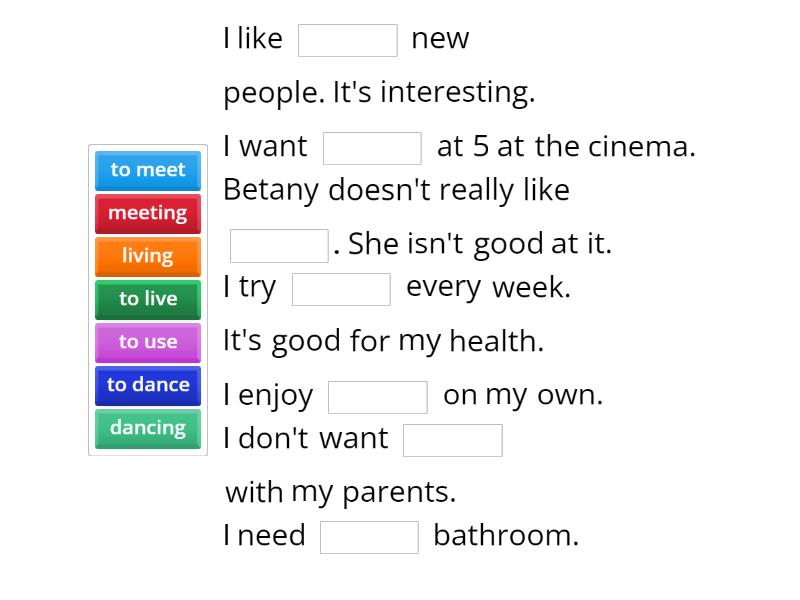 Outcomes elementary 2Unit Verb patterns - Complete the sentence