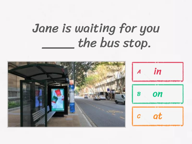 Prepositions of Place in, on, at Place - Quiz