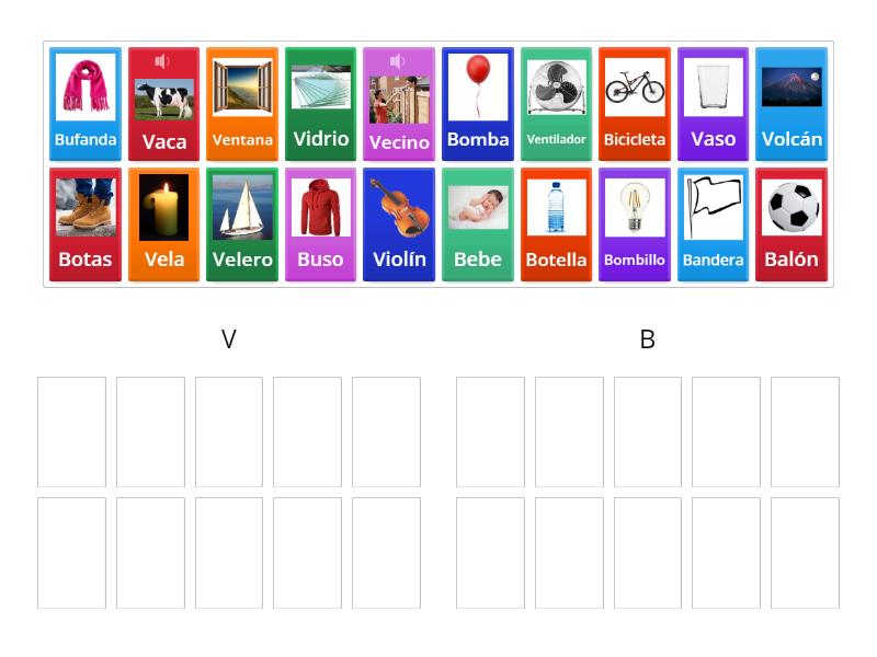 Las consonantes B y V - Group sort
