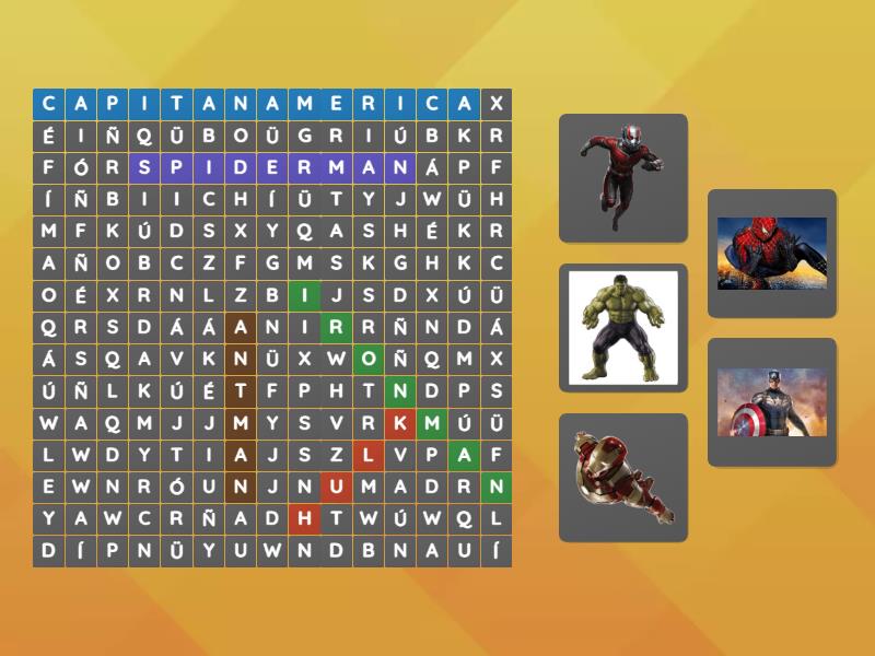 Los heroes de marvel - Wordsearch