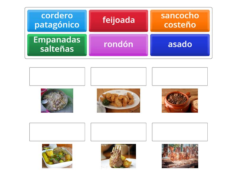 vocabulario de comidas - Match up
