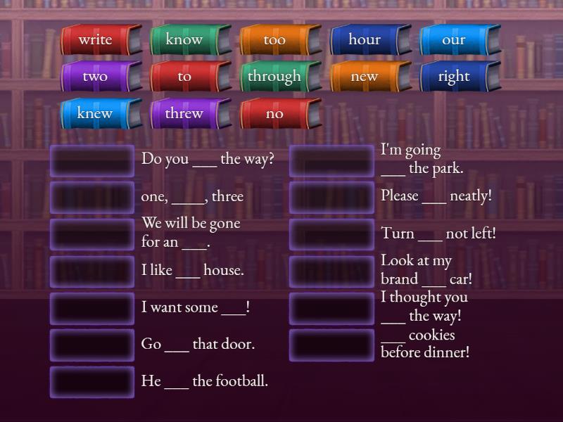 Homophones Write - Right - Match up