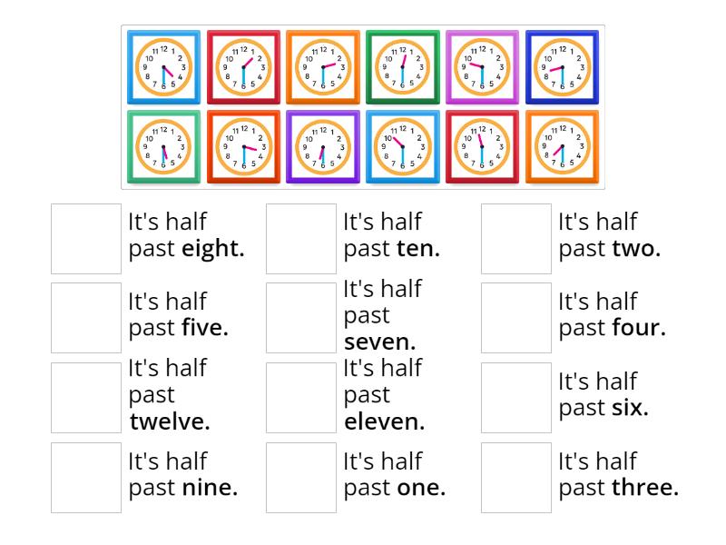 Telling the Time (half past) - Permainan Pencocokan