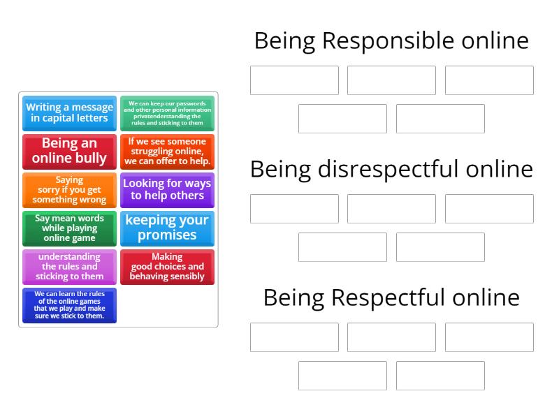Being responsible and respectful online - Ordenar por grupo