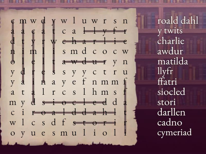 Chwilair Roald Dahl - Wordsearch