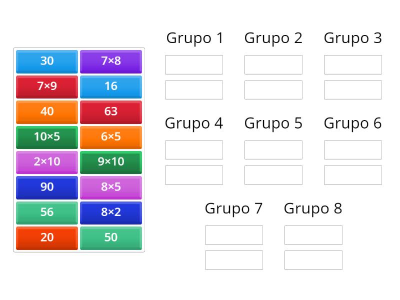 Multiplicaciones - Ordenar por grupo