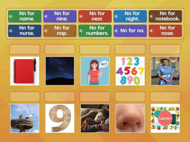 Alphabet Book Nn - Match up