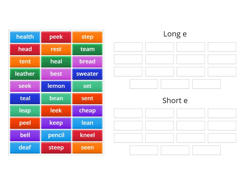 long and short e with ee and ea - Group sort