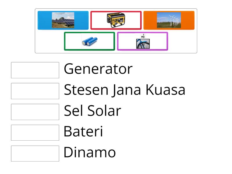 Jenis Sumber Tenaga Elektrik - Match up