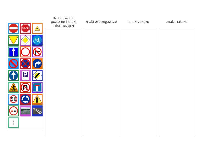 Lekcja 5 - Znaki drogowe - kategorie PL - Categorize