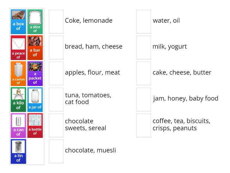 Today people buy food in different containers. What are they? Match the ...