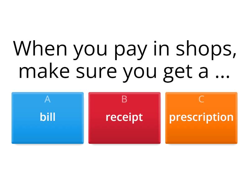 14. Shopping - more vocabulary - Quiz