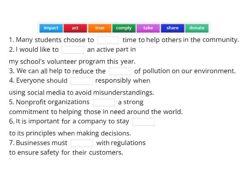 **Ethical business - Complete the sentence