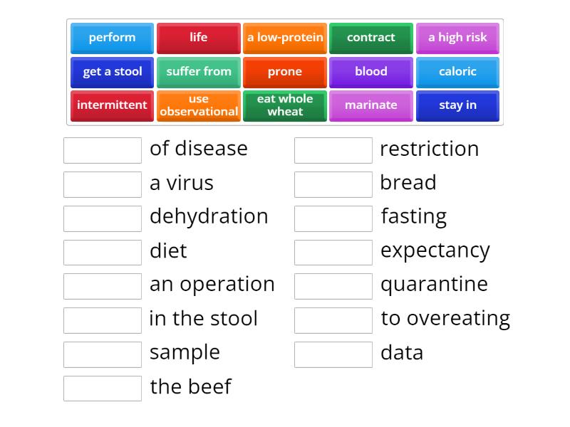 Health collocations - Match up