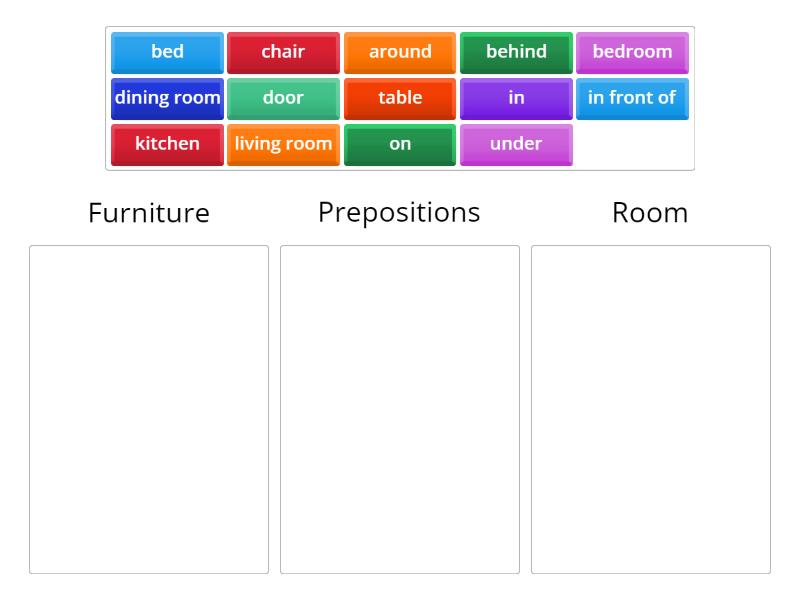 Furniture/Rooms/Prepositions - Categorize