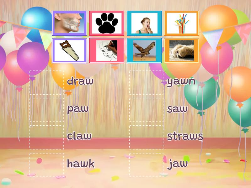 phonics 'aw' word match game Senior Infants - Match up