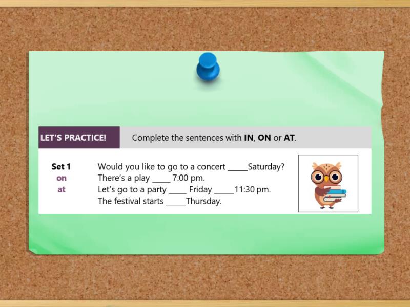 Prepositions of Time - Flash cards