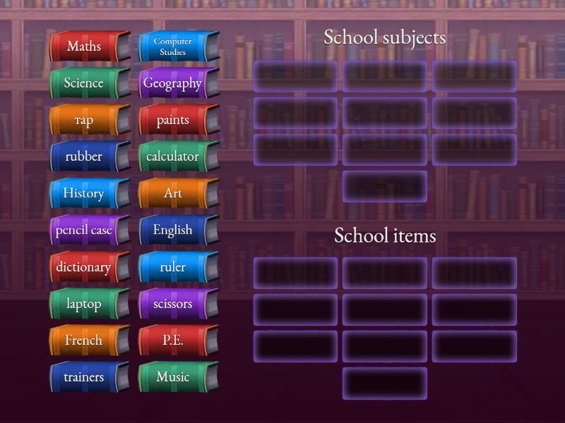 School subjects or school items? - Group sort