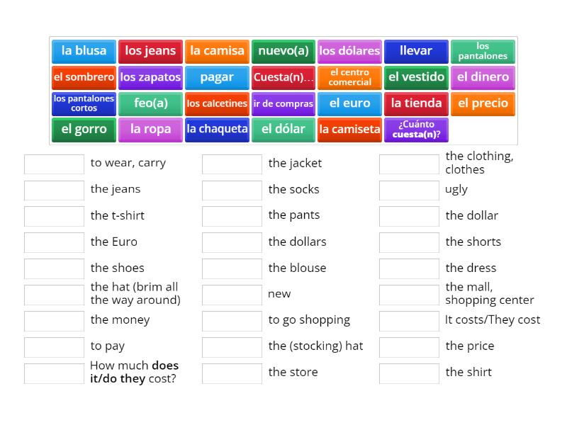Avancemos 1 4.1 parte 1 - Match up