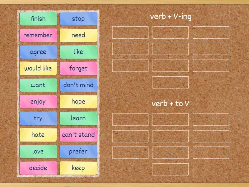 Unit 4.4 - Verb Patterns - Ordenar por grupo