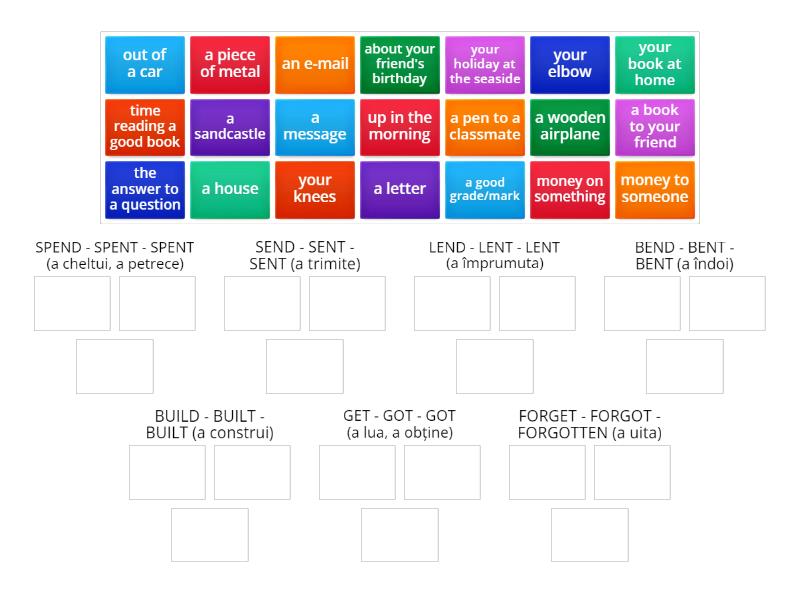 Verb collocations - group 2 - Group sort