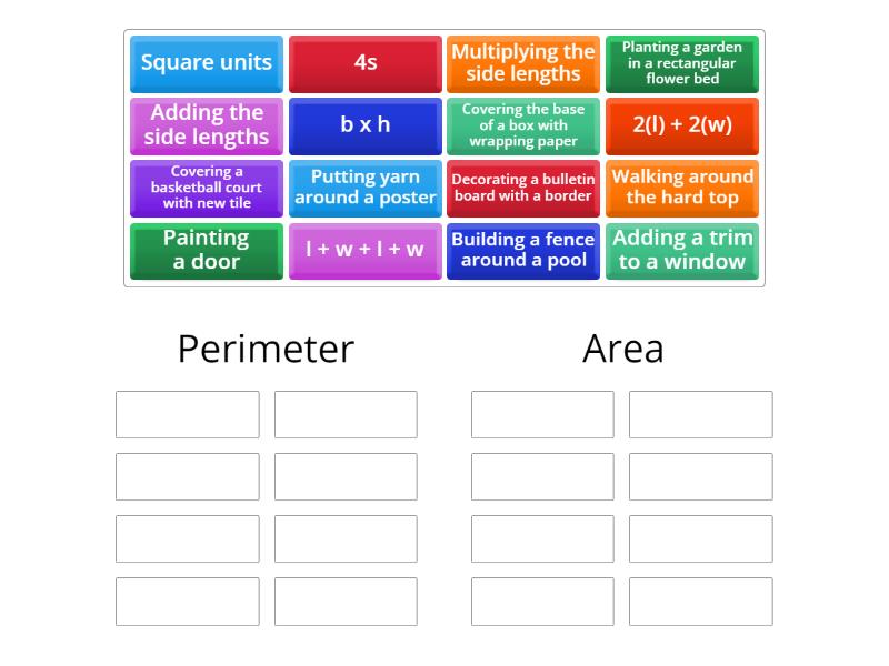 Perimeter & Area - Group sort