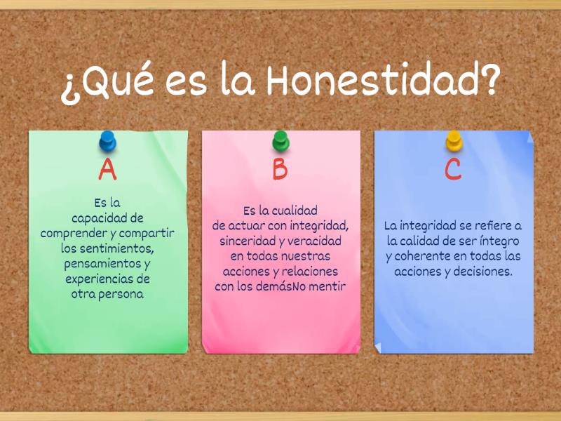 ¿Conoces qué es la Honestidad? - Cuestionario