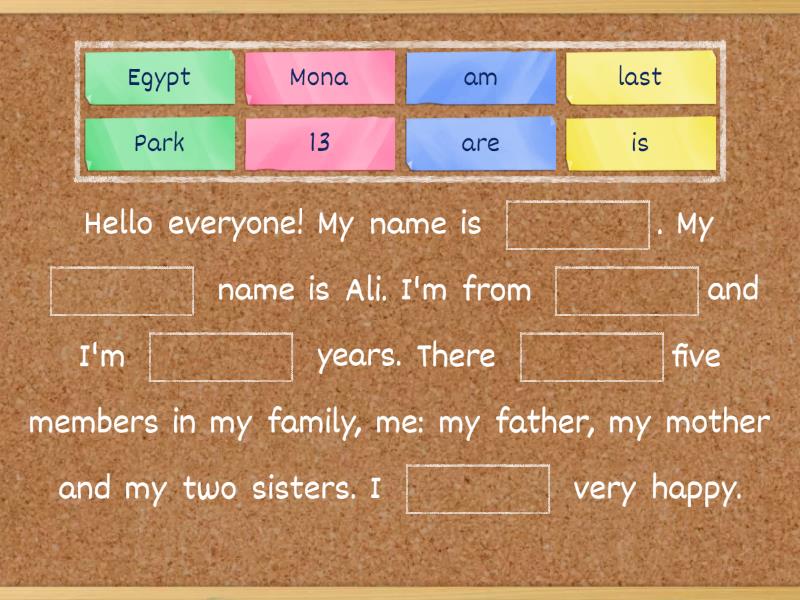Introduce yourself - Complete the sentence