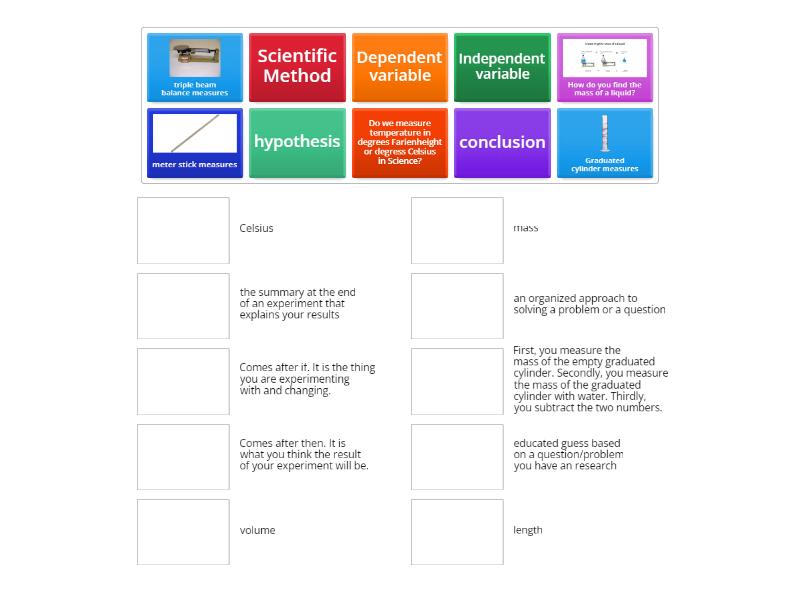 Metric Measurement and Scientific Method - Match up