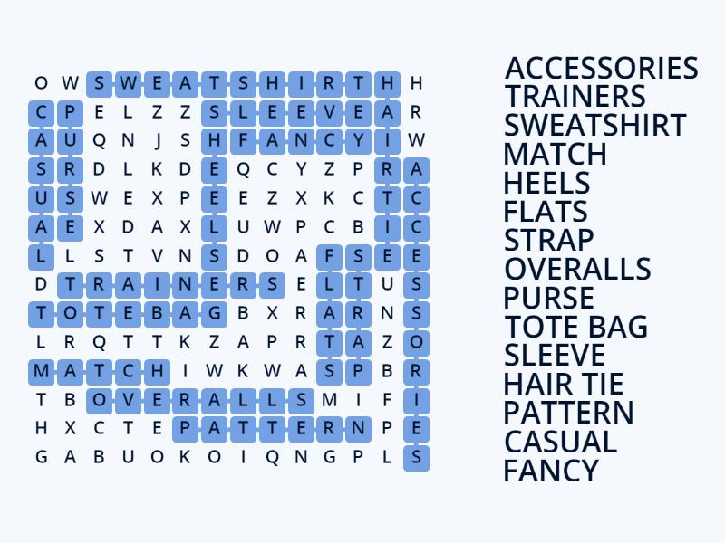 A stylish match - Wordsearch