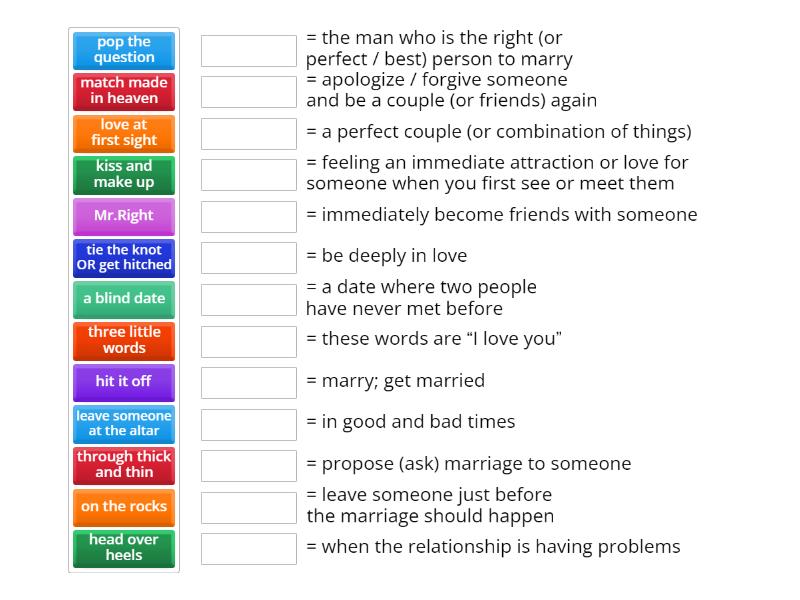 Love Idioms - Match up