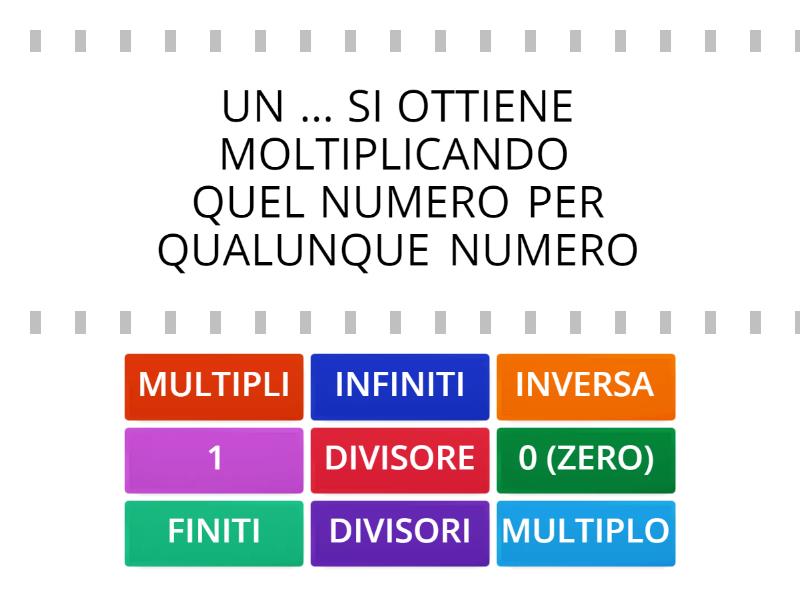MULTIPLI E DIVISORI definizioni - Trova le corrispondenze