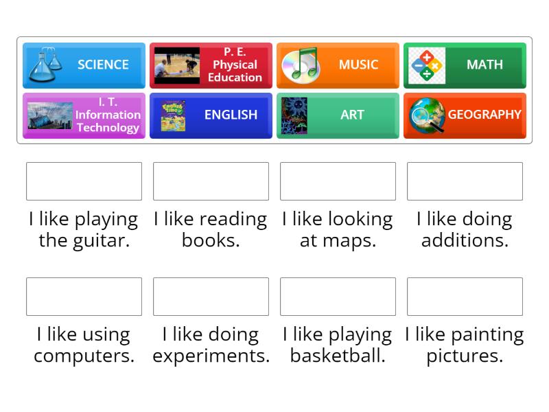 I like my school subjects - Match up