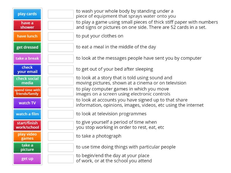 RM A2+ 1C voc. meanings - Match up