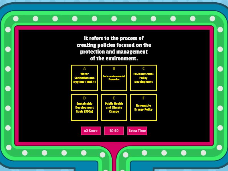 Introduction to Environmental Policies - Gameshow quiz