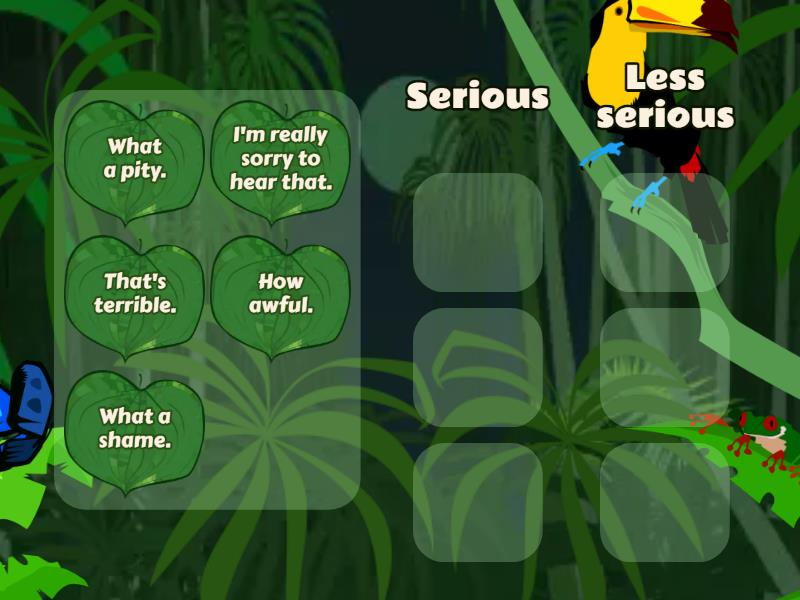 PIE - unit 6C - serious and less serious phrases - Pan - Group sort