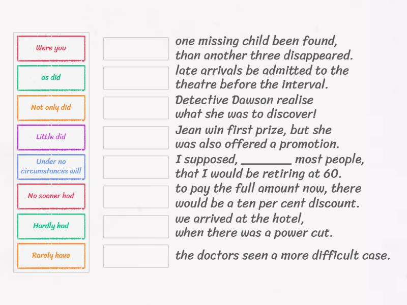 Inversions C1 - Une las parejas