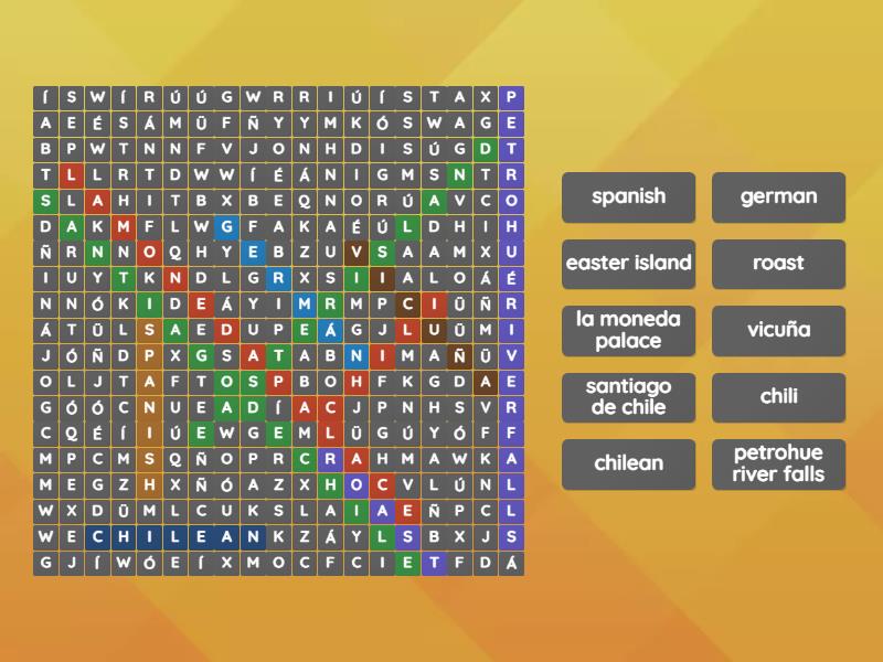 sopa de letras de chile - Wordsearch