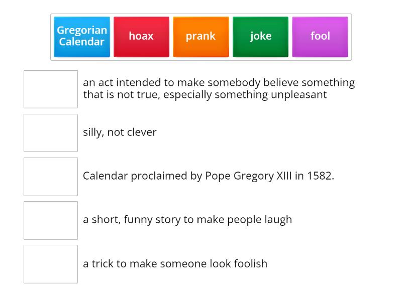 April Fool's Day Vocabulary - Match up