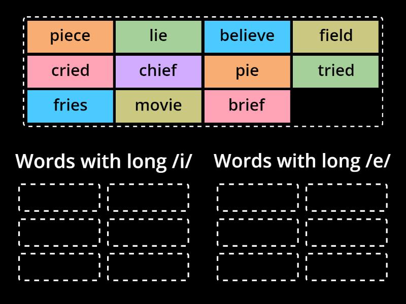 Vowel Digraph /ie/ - Group sort