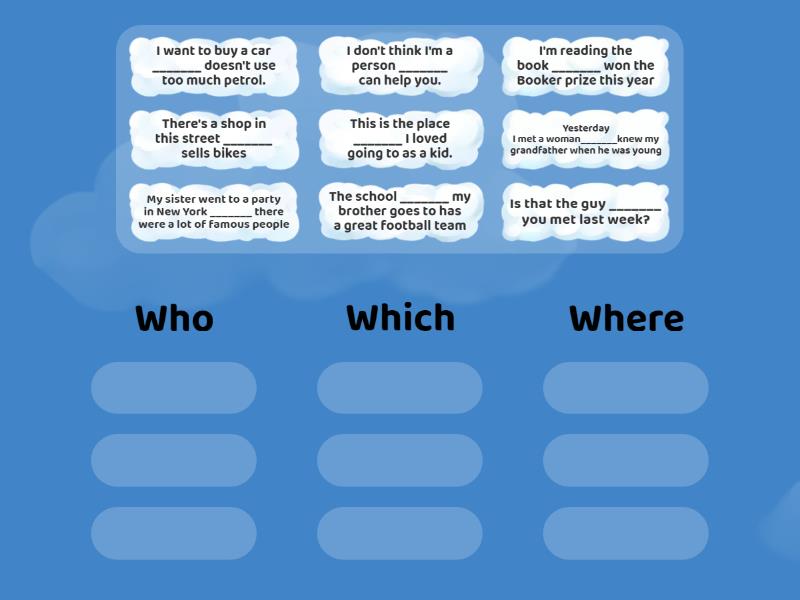Put the sentences into a right group - Group sort