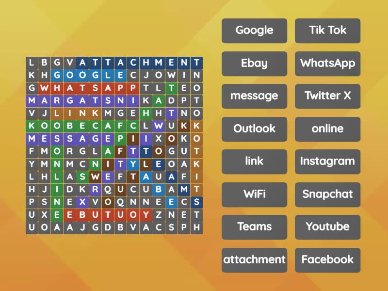 Apps and Social Media - Wordsearch