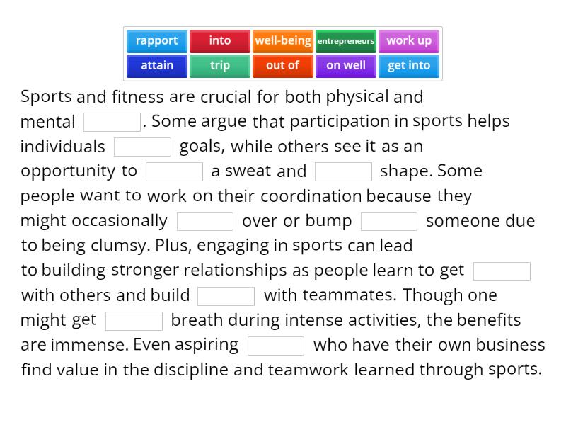 Sport and fitness - Complete the sentence