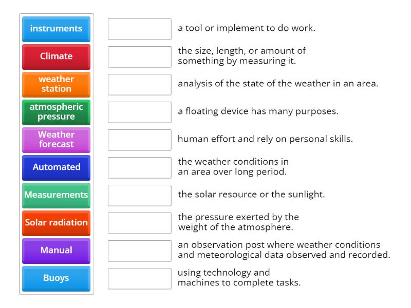 Unit 1: Weather Station - Match up