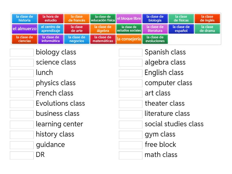 SP1U1P3 las Clases - Match up