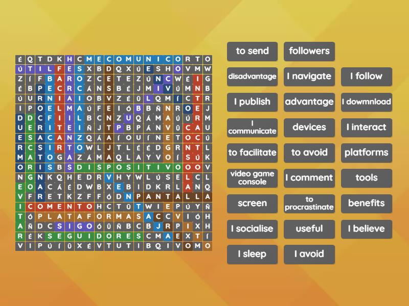 Sopa de letras: Nuestra vida digital - Wordsearch